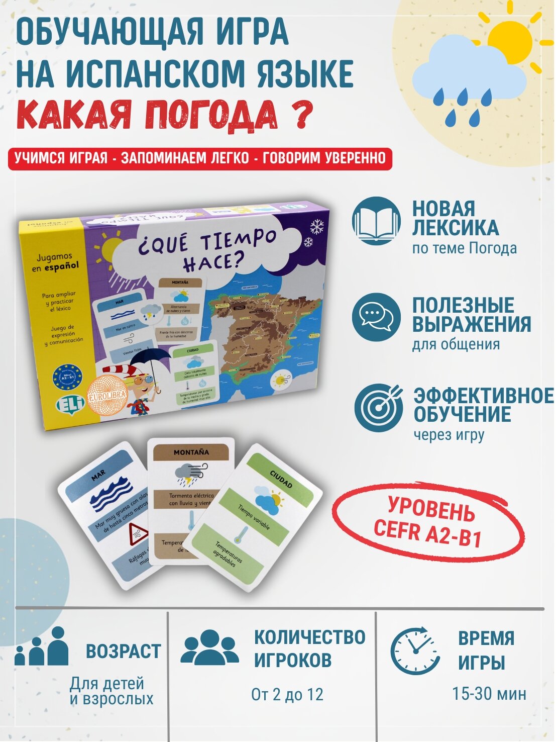 Que Tiempo Hace? (A2-B1) /Обучающая игра на испанском языке "Какая погода?"