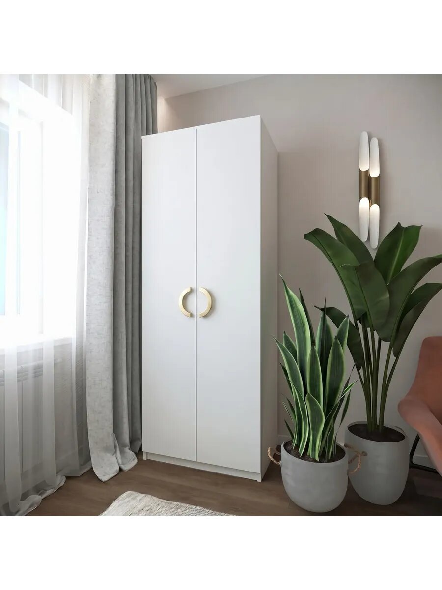 Шкаф платяной, ЛДСП, распашные двери, с вешалкой, 80х53х210 см, белый
