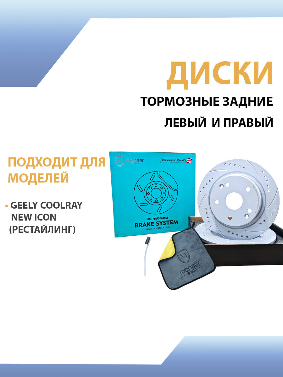 Задний перфорированный тормозной диск Monaer для GEELY COOLRAY NEW ICON (рестайлинг) левый / правый