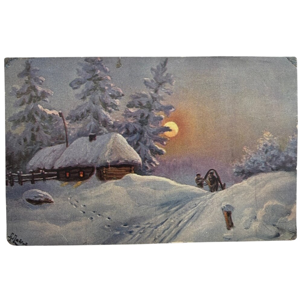 Почтовая открытка "А. Лавров - Зимний вечер" 1900-1917 гг. Российская Империя