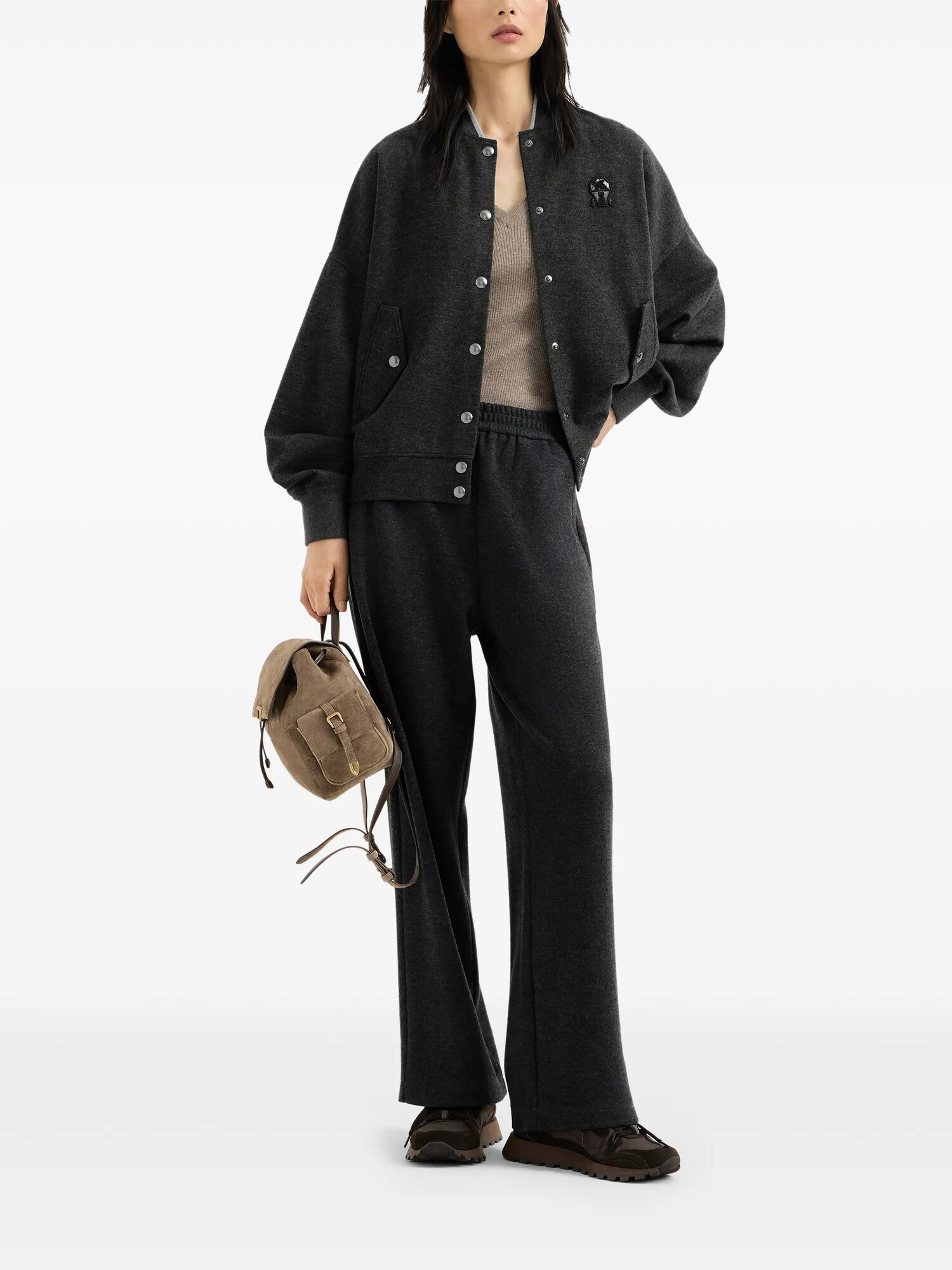 Брюки BRUNELLO CUCINELLI Cashmere interlock track trousers, размер 36 — фото 1