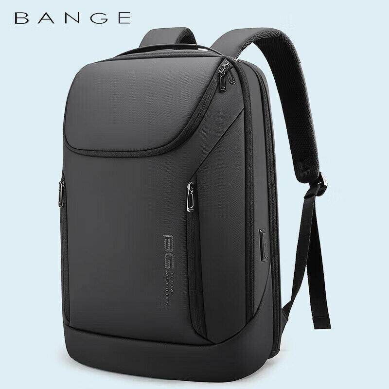 Bange Backpack for Men, Large Capacity, Business Travel Bag, College Student Schoolbag, 15.6-Inch Laptop Bag, Men's Backpack, Gift, Black