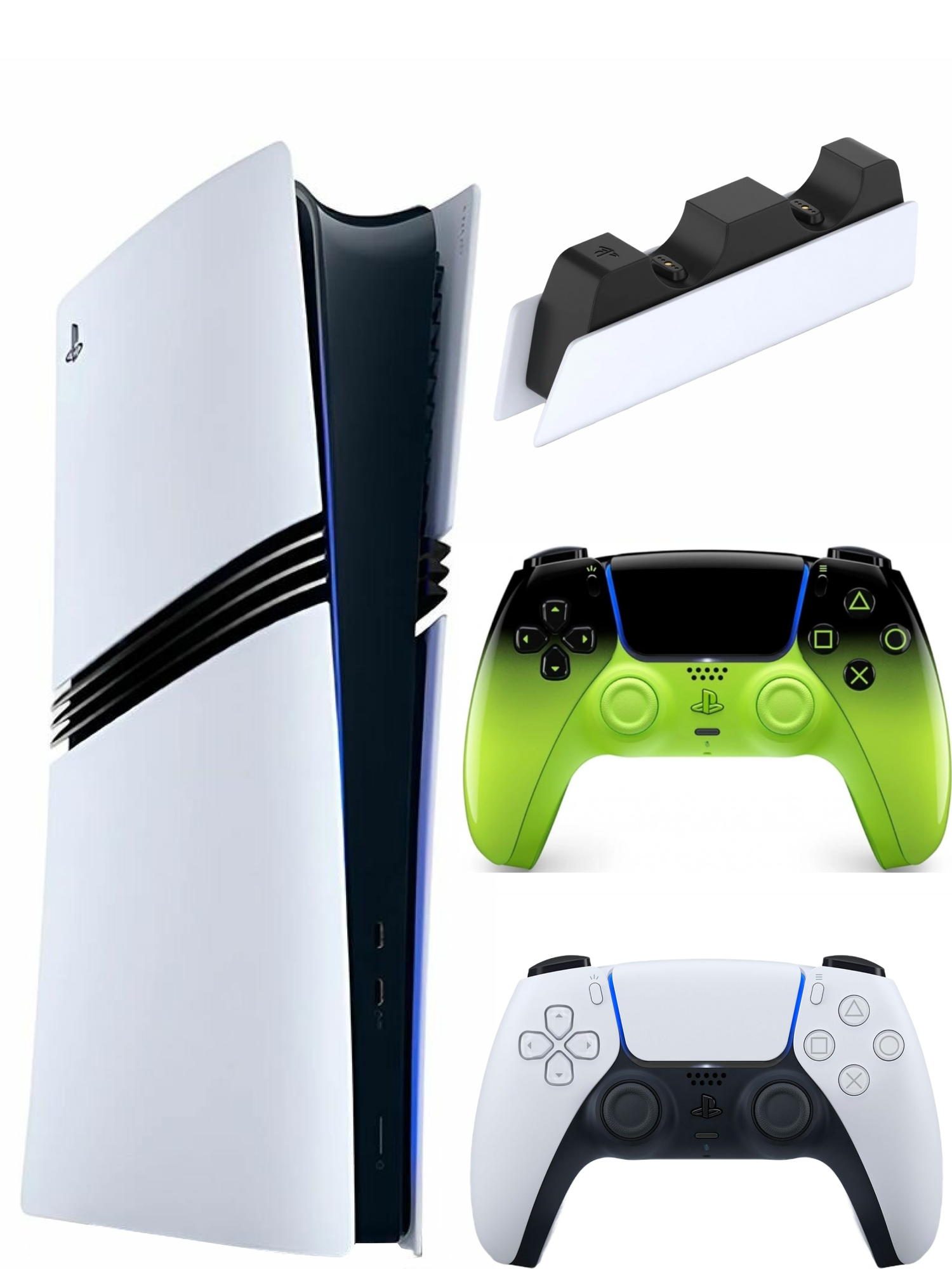 Игровая приставка Sony PS 5 Pro Digital Edition+Зарядная станция+2-ой геймпад(Remix Green) ,2Tb SSD