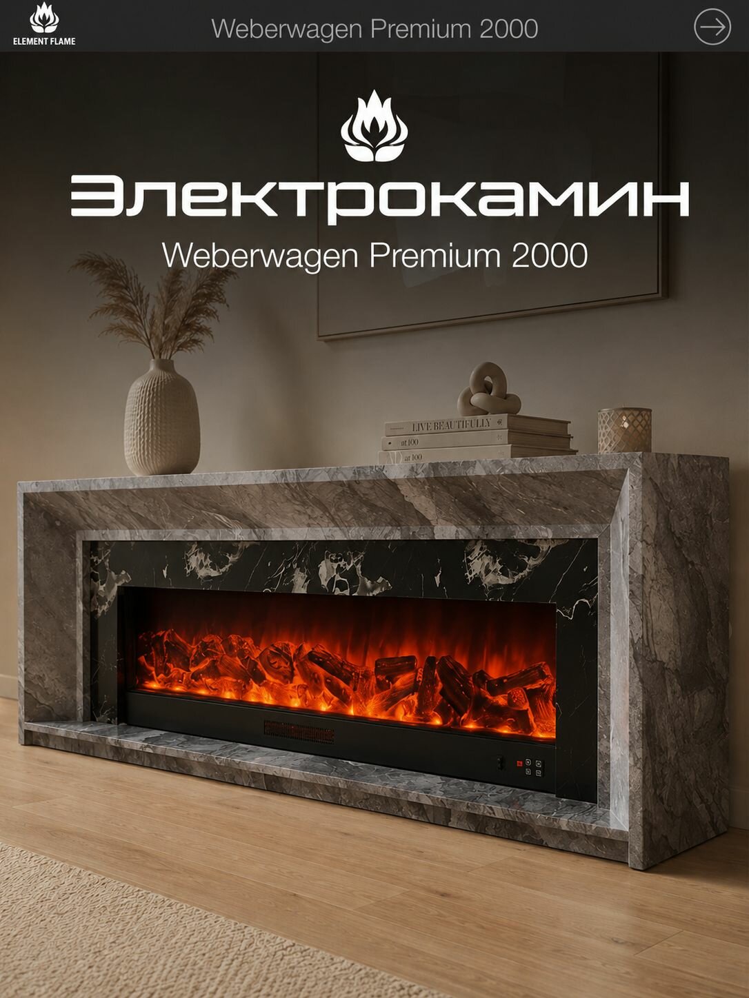 Камин ELEMENT FLAME Weberwagen Premium 2000