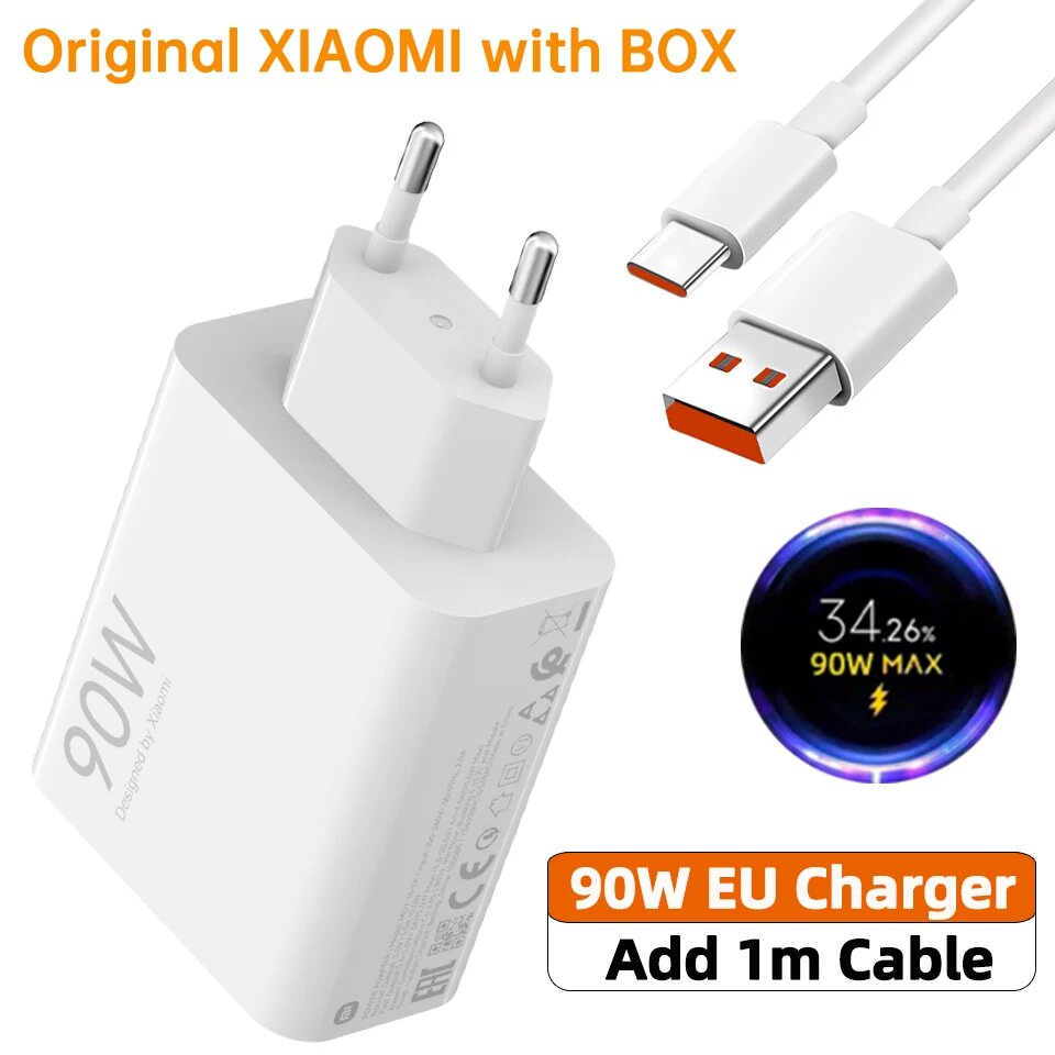 Оригинальное зарядное устройство Xiaomi 90W для Poco, Xiaomi 17 Ultra, 17T, 15T Pro, 14 Hypercharge, Poco F7 Pro, X7, M8, Redmi Pad 8