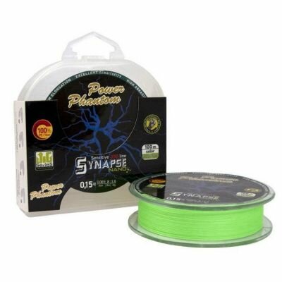 Леска плетеная Power Phantom Synapse NANO PE 100m, fluo-green #0,15 (3,6кг), 0,065mm