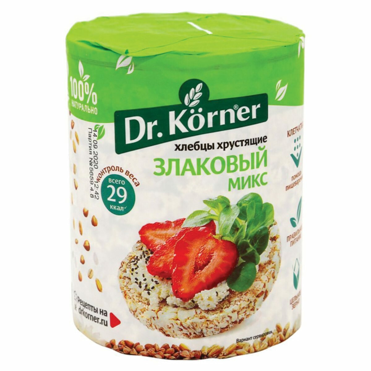 Хлебцы Dr.Korner "Злаковый микс", хрустящие, 90г, пакет (601090065), 10 уп.