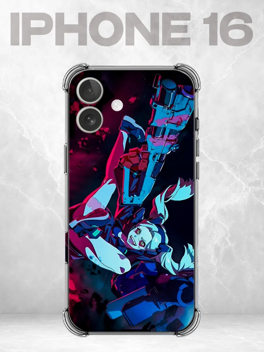 Чехол на iPhone 16 киберпанк неон аниме