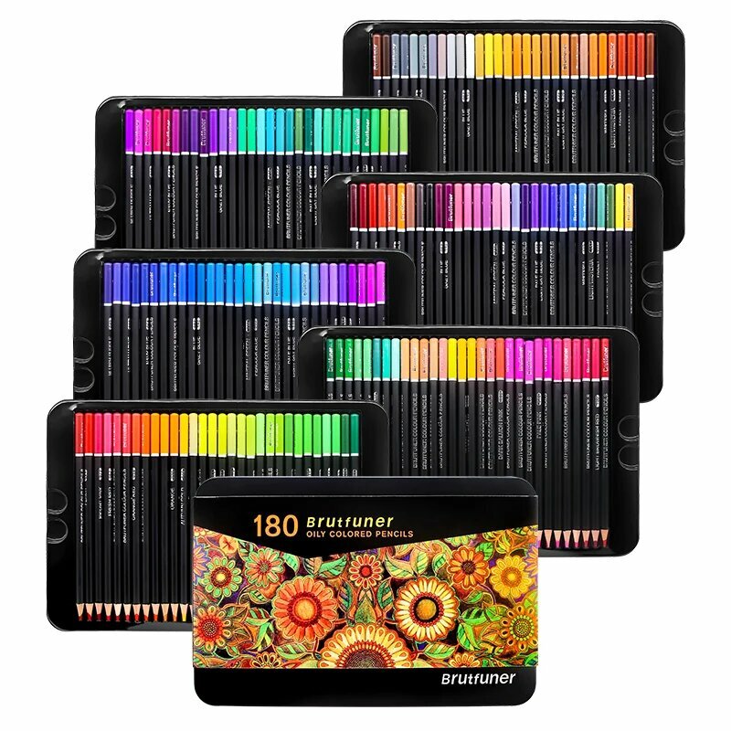 Профессиональные цветные карандаши Brutfuner Iron box 180 Colors