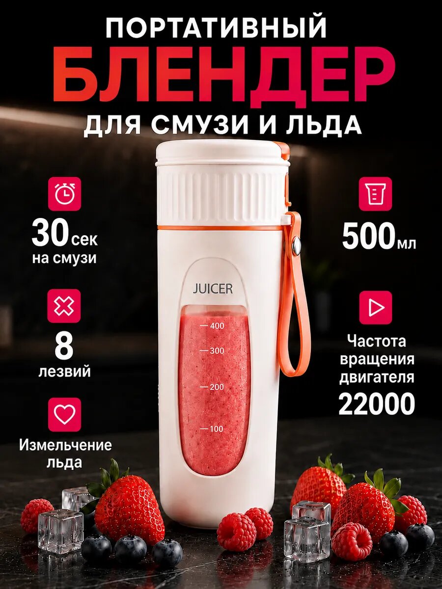 Портативный блендер для смузи и коктейлей