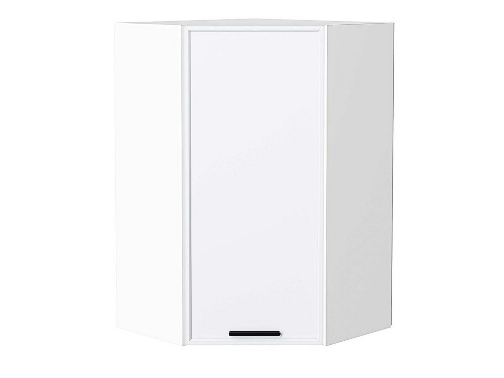 VVT Шкаф верхний угловой Фрейм Белый, White Silk, 920 В*Ш*Г 920*600*600, фасад МДФ White Silk, корпус Белый White Silk