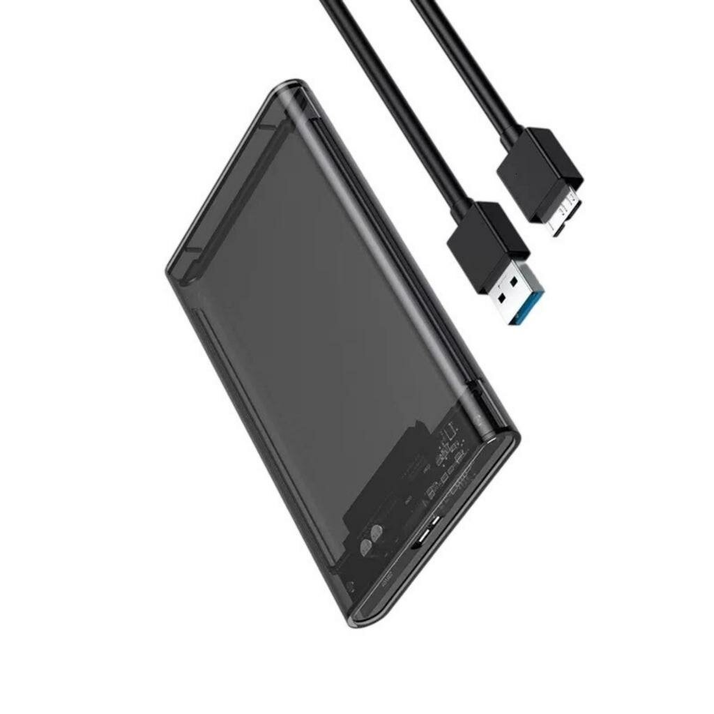USB3.0/USB 3.1 Внешний бокс для 2.5-дюймовых HDD/SSD 5Gbps, Прозрачный черный - USB3.0 Вход