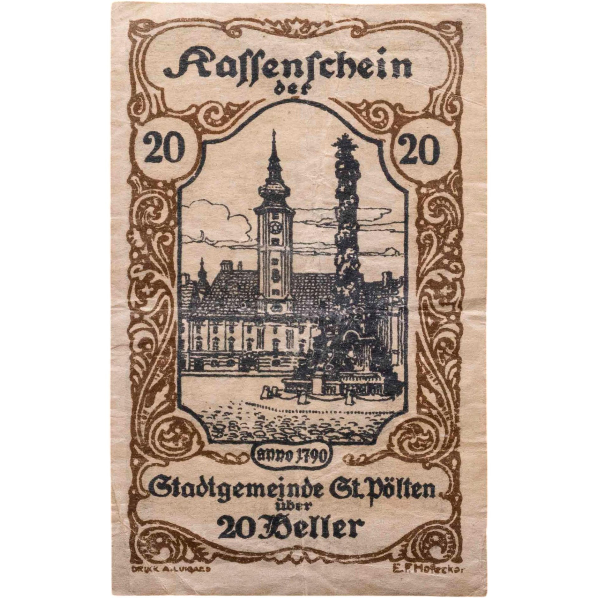 Австрия, нотгельды 20 геллеров 1920
