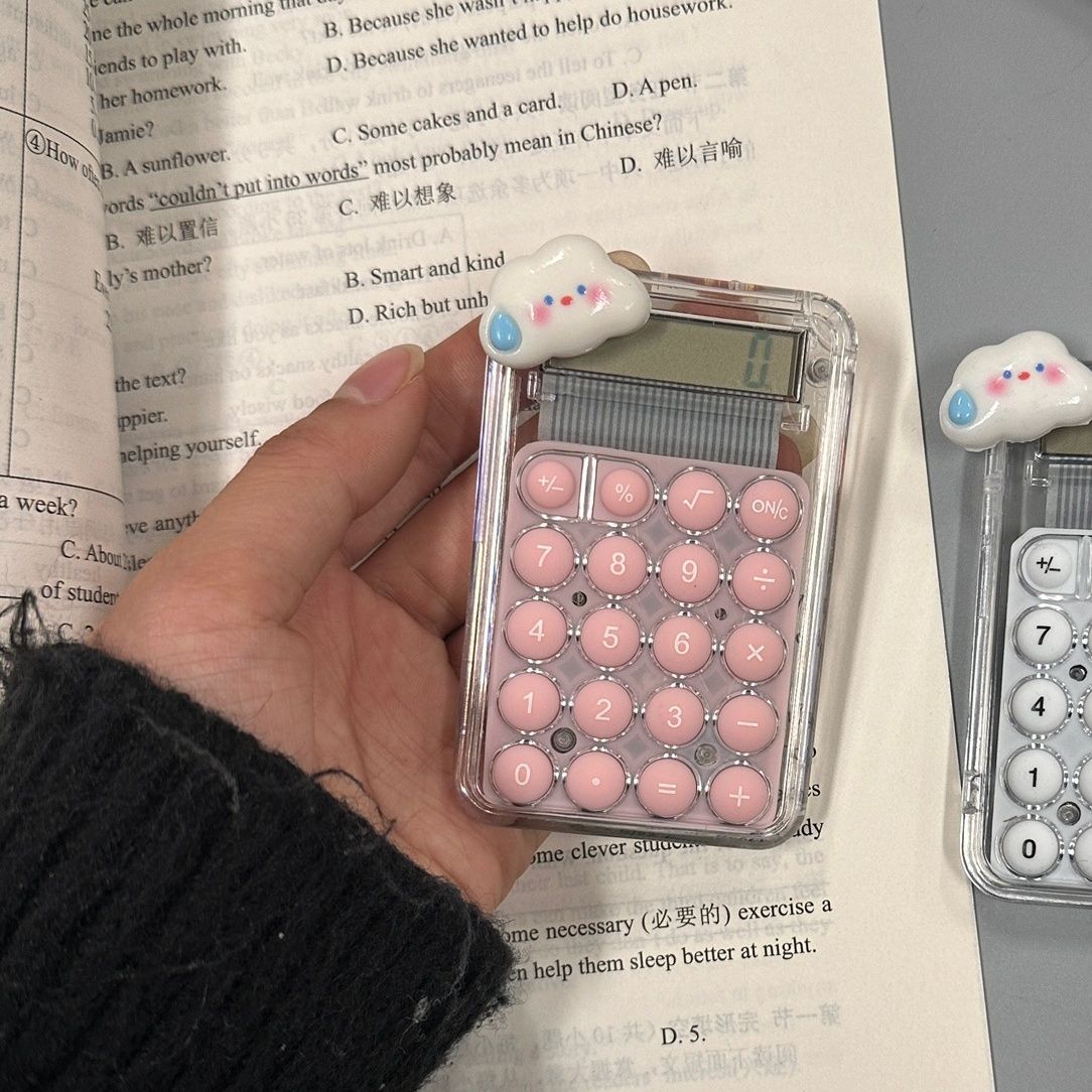 Милый портативный калькулятор для школы на солнечной батарее, бесшумный, многофункциональный