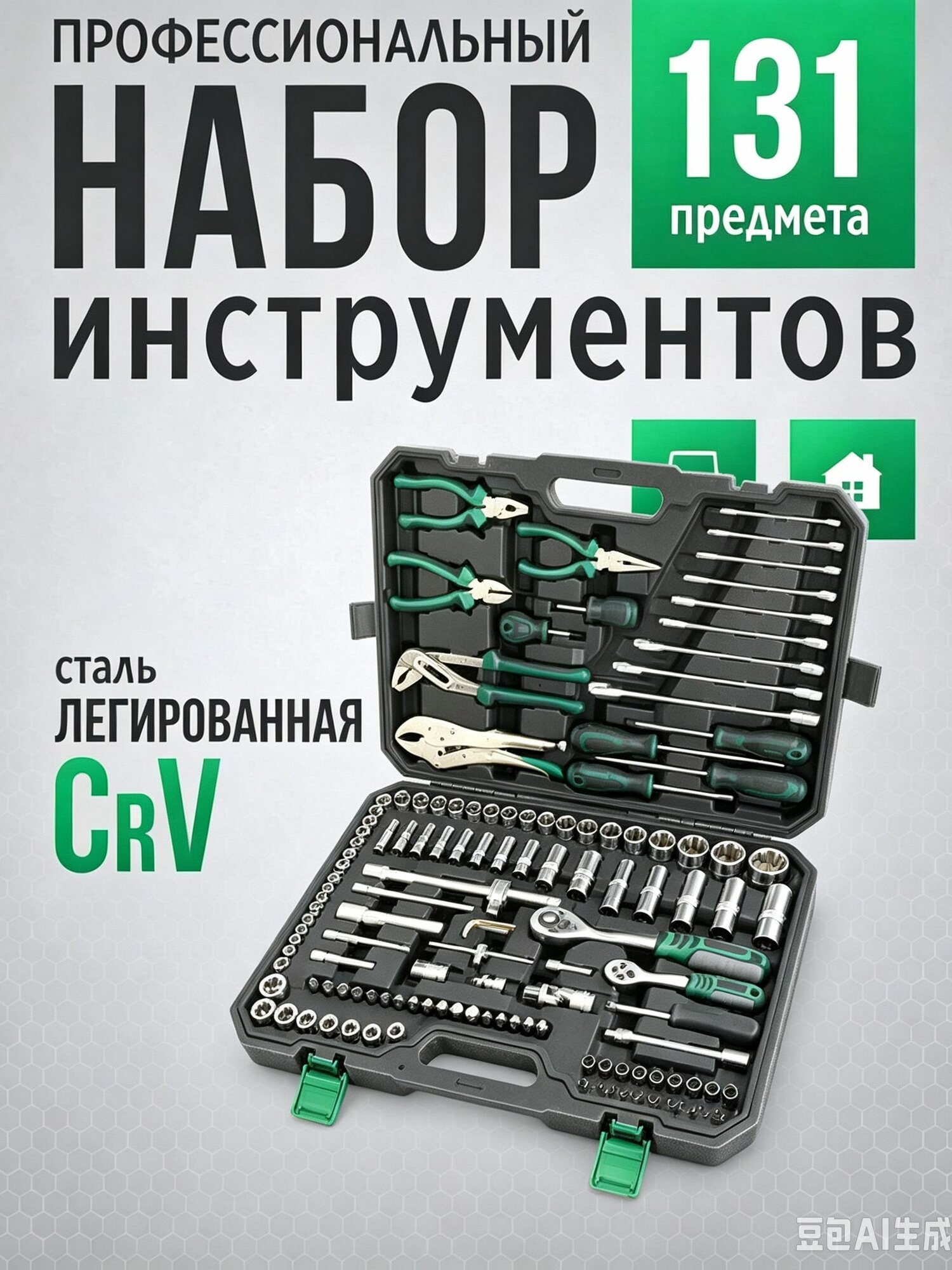 Набор инструментов 131 предмет, профессиональный для дома и авто
