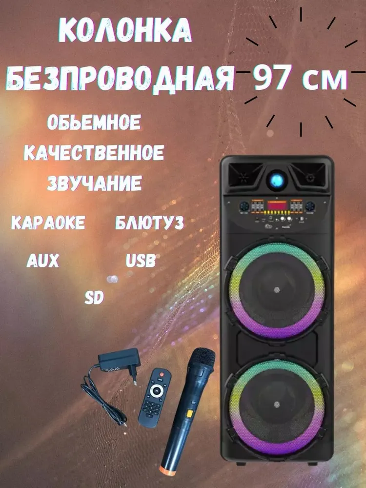 Напольная колонка Sing-e ZQS-10205 (10"40W/6A+бесп. микрофон) (черный)