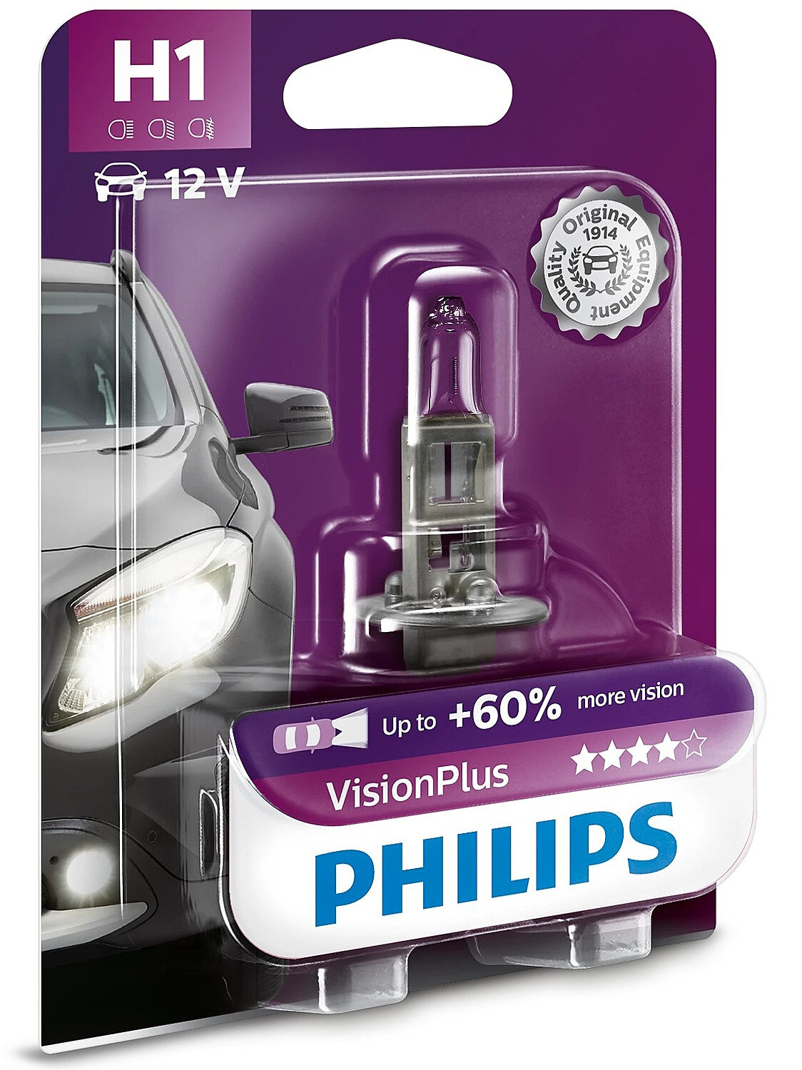 Лампа Philips VisionPlus H1 12V 55W P14.5s 12258VPB1