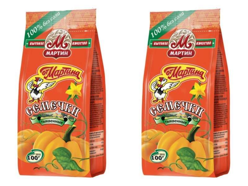 От Мартина Семечки тыквенные без соли, 100 г, 2 шт