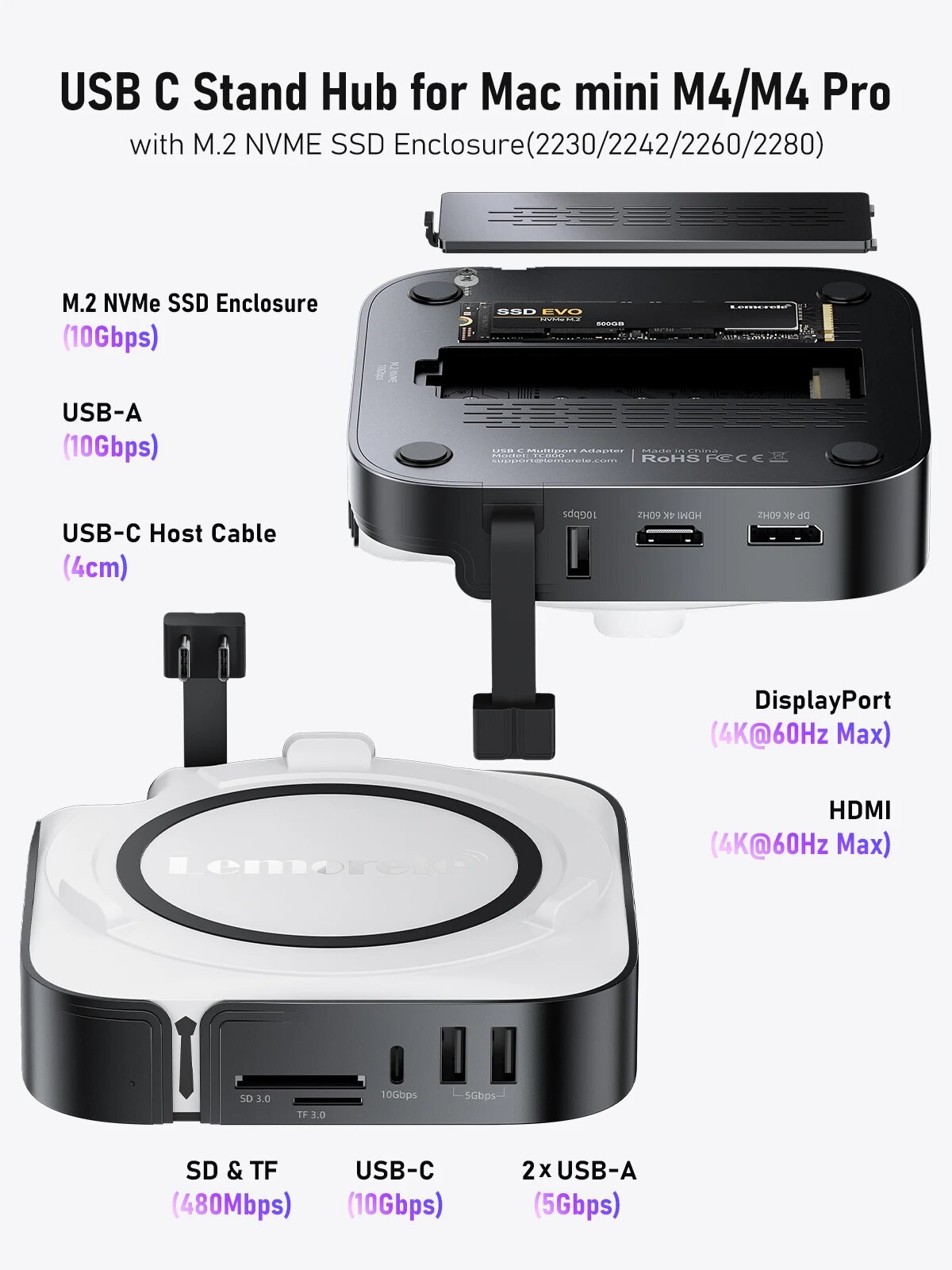 USB-HUB Lemorele 9-в-2 для Mac Mini M4