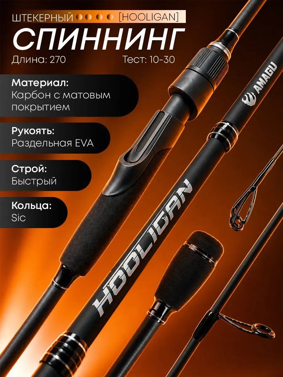 Спиннинг штекерный Hooligan 270см на щуку