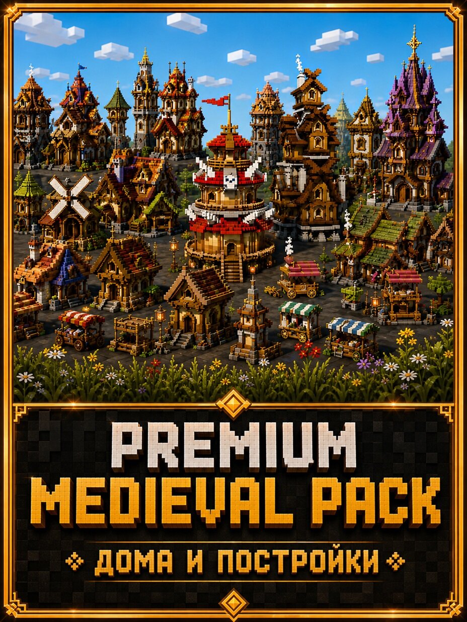 Premium Medieval Pack для Minecraft Java Edition 1.20.1+ | 1700 домов и построек