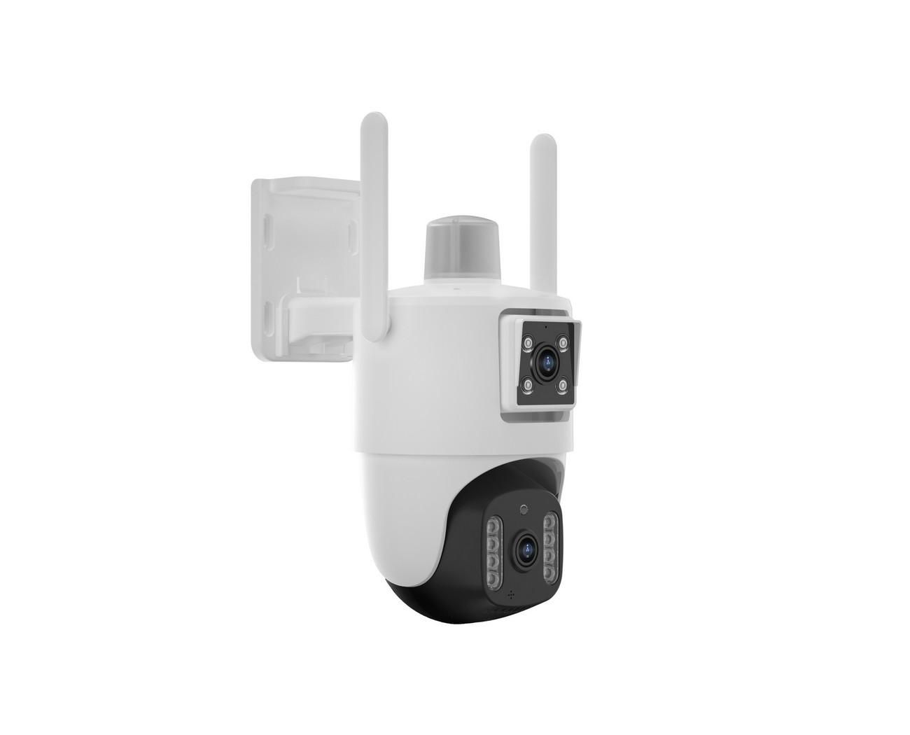 Беспроводная 3G/4G уличная поворотная камера 2mp+2mp с двумя объективами JMC-GH83-4G (3G/4G) (W4837RU) для наблюдения за дачей и домом с датчиком движения.