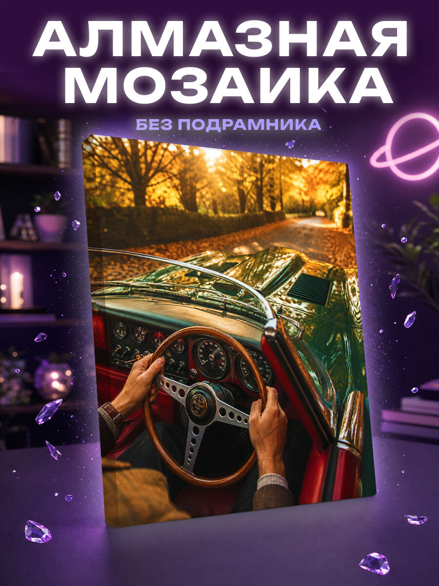 Алмазная мозаика Осень за рулём Ягуара