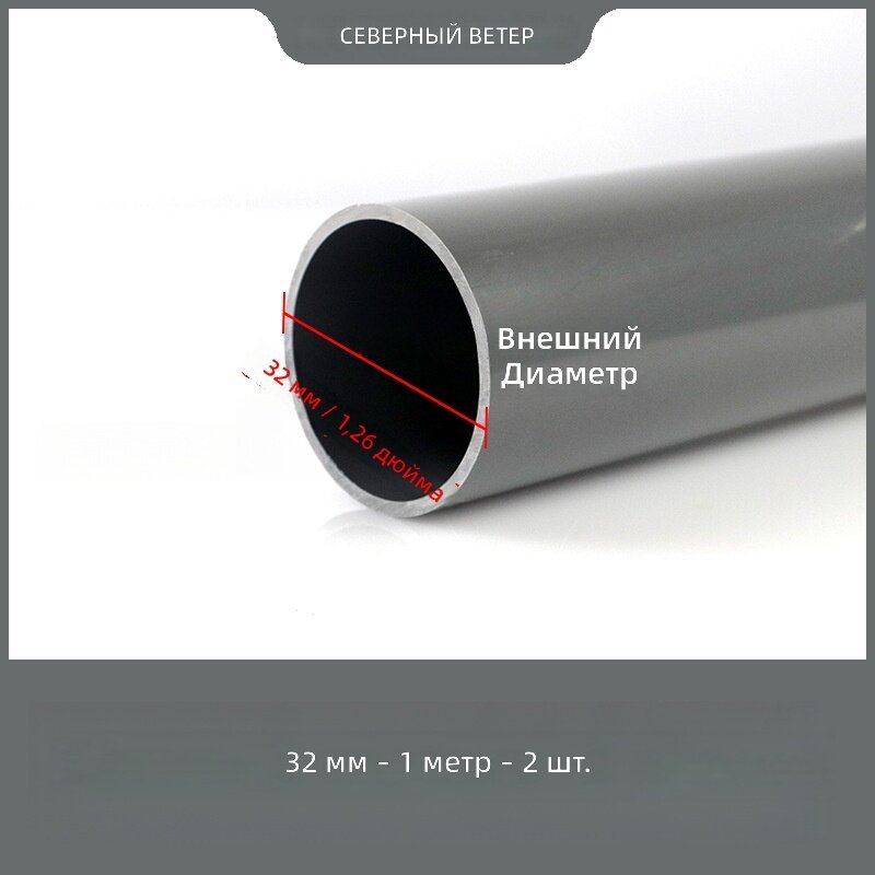Трубы ПВХ водопроводные серо-белые, 32 мм, 2 шт. Устойчивы к коррозии, для внутреннего и наружного монтажа, дренажа и полива.