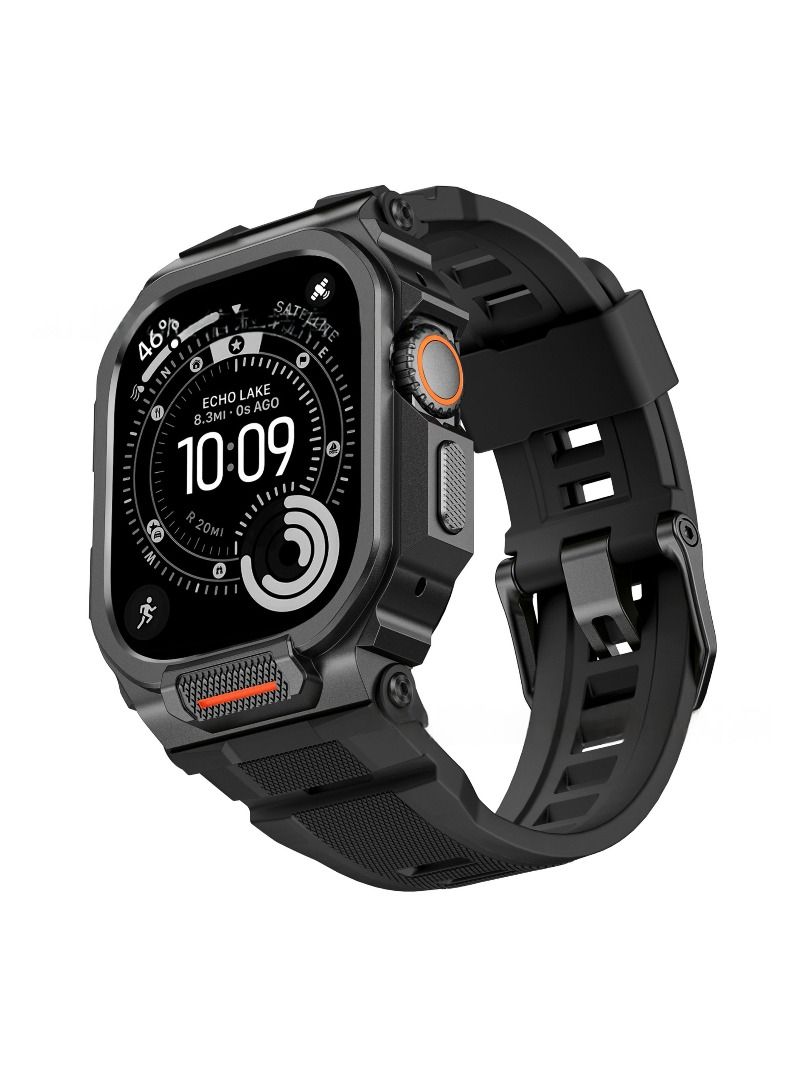 Металлический защитный чехол + силиконовый ремешок для Apple Watch Series12 11 10 / Se/ Ultra3 2 1 Спортивный ремешок