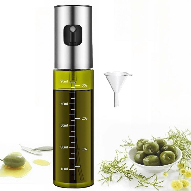 Стеклянная бутылка-спрей для оливкового масла 3.38 oz, светозащитная, без BPA, с эргономичной ручкой и точным контролем распыления для аэрогриля, готовки, салатов и гриля