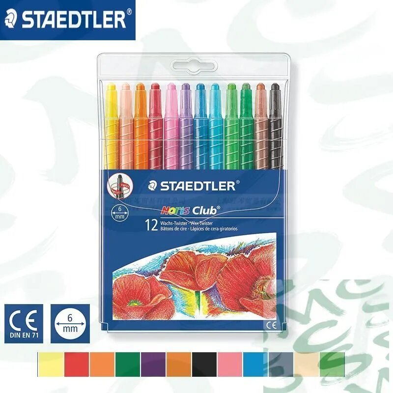Восковые карандаши STAEDTLER Noris Club 221, 12 шт, разноцветные