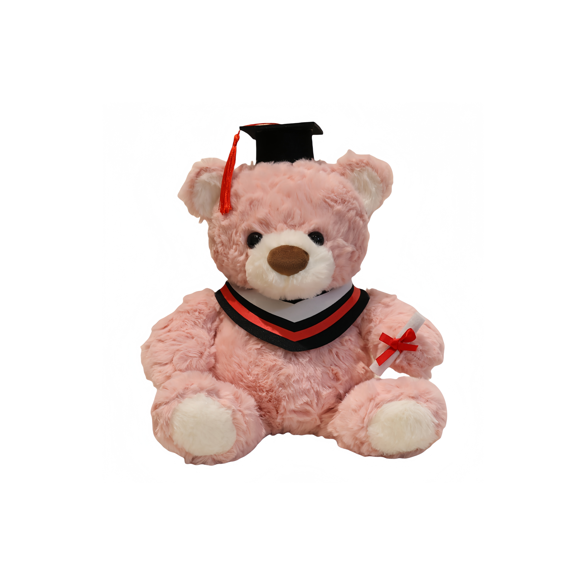 Плюшевая игрушка PANGPANGLONG Медведь Доктор Мишка "С Днем Рождения", Pink Bear-Red Pompom Doctor Hat Style, 25 см