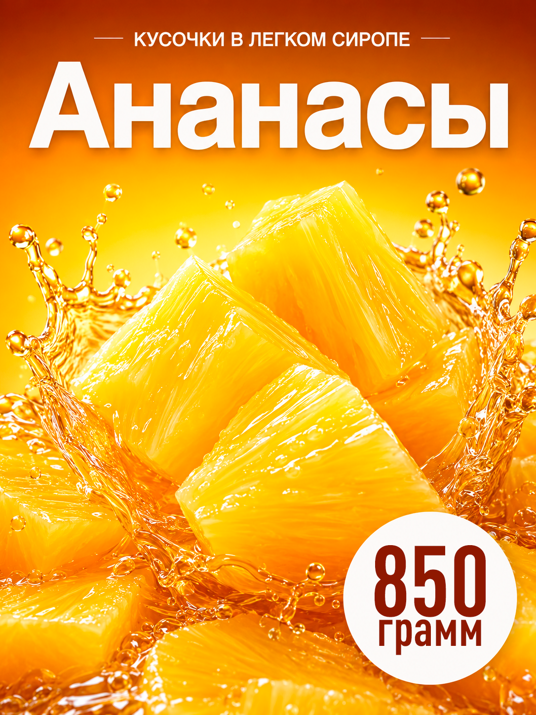 Ананас кусочки, в легком сиропе, Lorado, 1 шт. по 850 мл