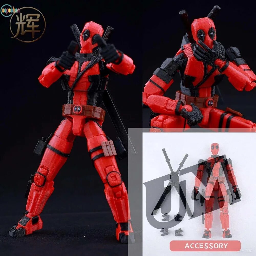 Фигурка Дэдпул/Marvel Deadpool 3D-печатная, подвижная экшен-фигурка 14 см (5,5 дюйма), с аксессуаром, подарок для фанатов