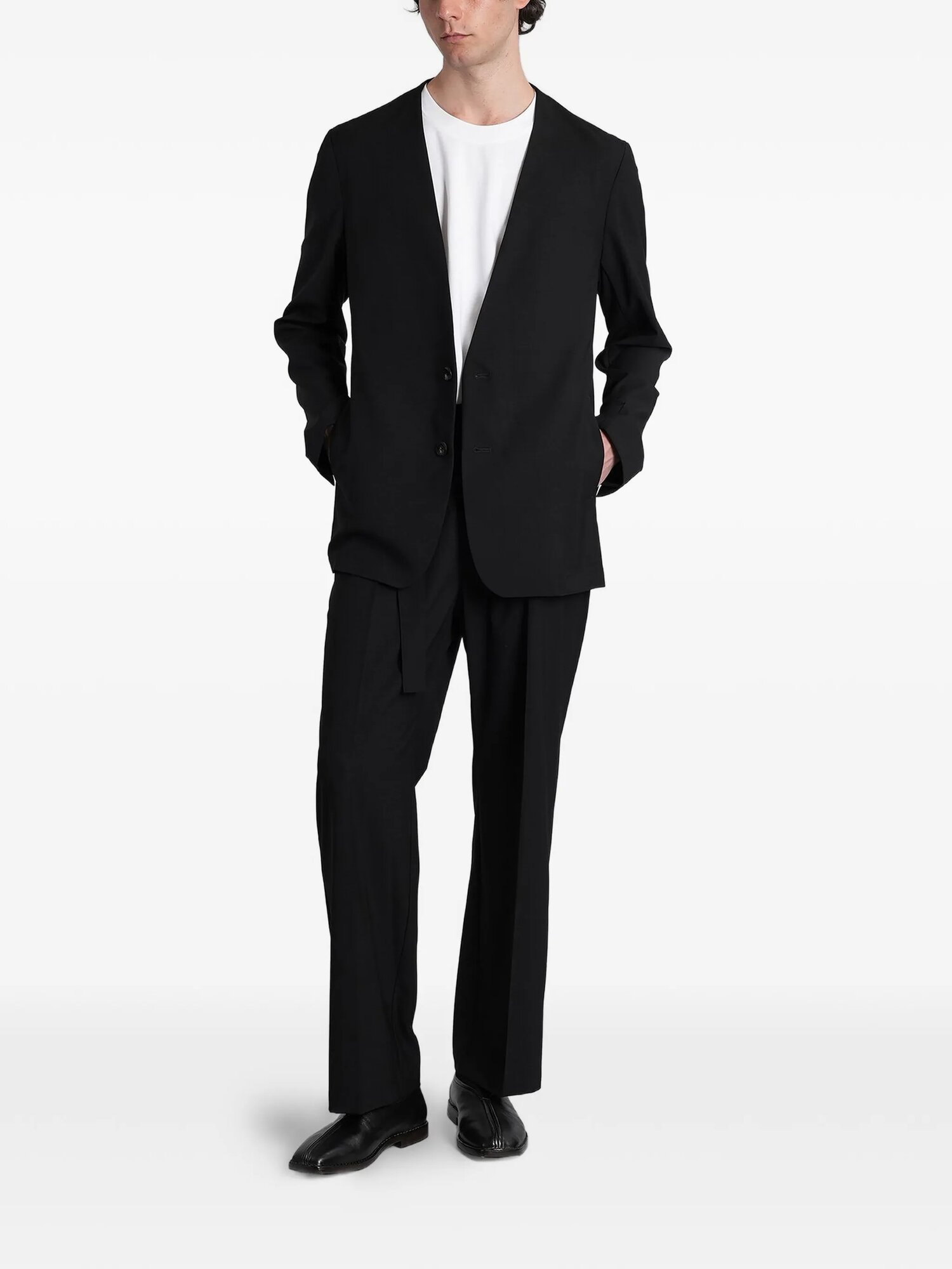 Куртка Attachment Collarless single-breasted jacket, размер 52, black/black — фото 1