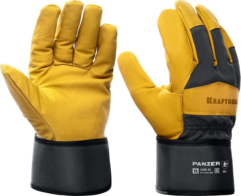 Перчатки Kraftool 11320-XL PANZER, XL 10 комбинированные кожаные рабочие