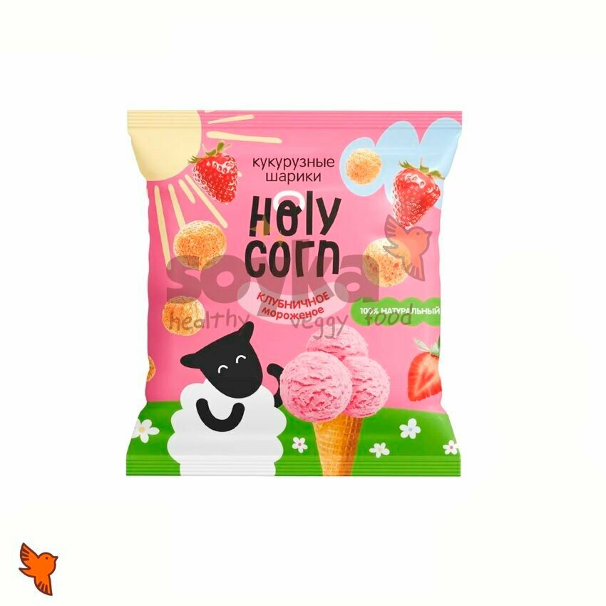 Кукурузные шарики со вкусом клубничное мороженое Holy Corn, 30г