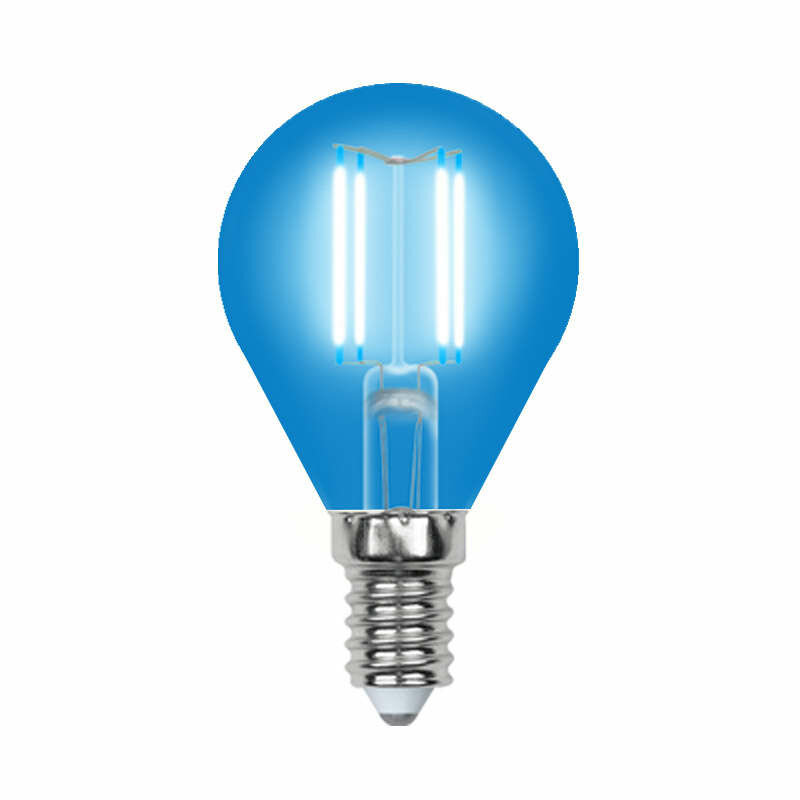 Лампа светодиодная LED-G45-5W/BLUE/E14 GLA02BL форма "шар" Air color син. упак. картон Uniel UL-00002989