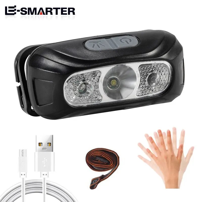 E－SMARTER Налобный фонарь мини, черный, 500 mAh