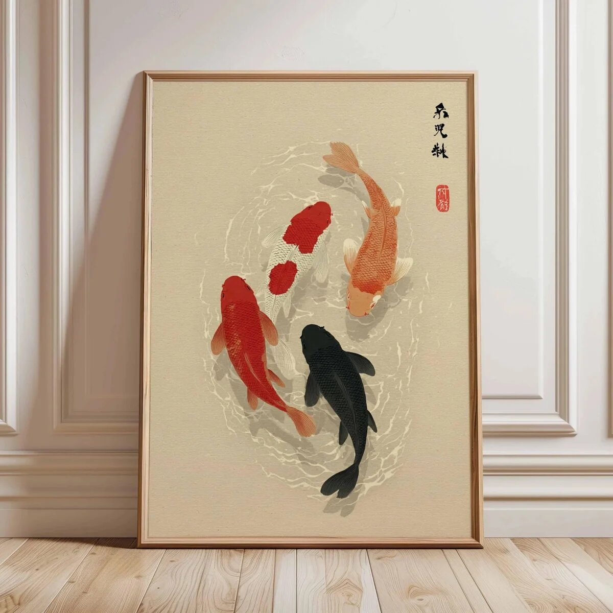 Японская рыба кои на холсте, 21x30см, VA1669