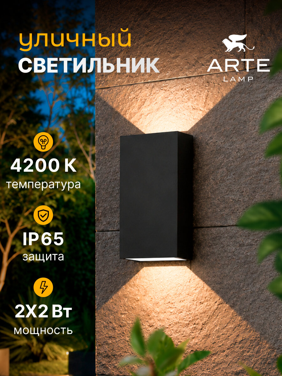 Фасадный светильник Arte Lamp ALGOL A2750AL-2BK, LED, 2 Вт, Чёрный