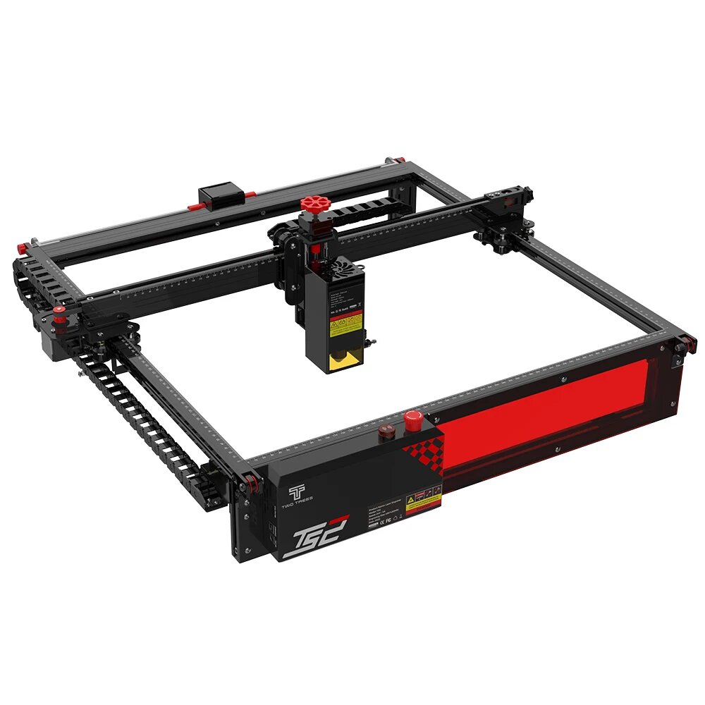 Лазерный гравировальный станок CNC TWOTREES TS2 160W для гравировки и резки с встроенной системой воздушной подачи, приложением для управления, поддержкой автономной печати, размером рабочей области 410*410 мм