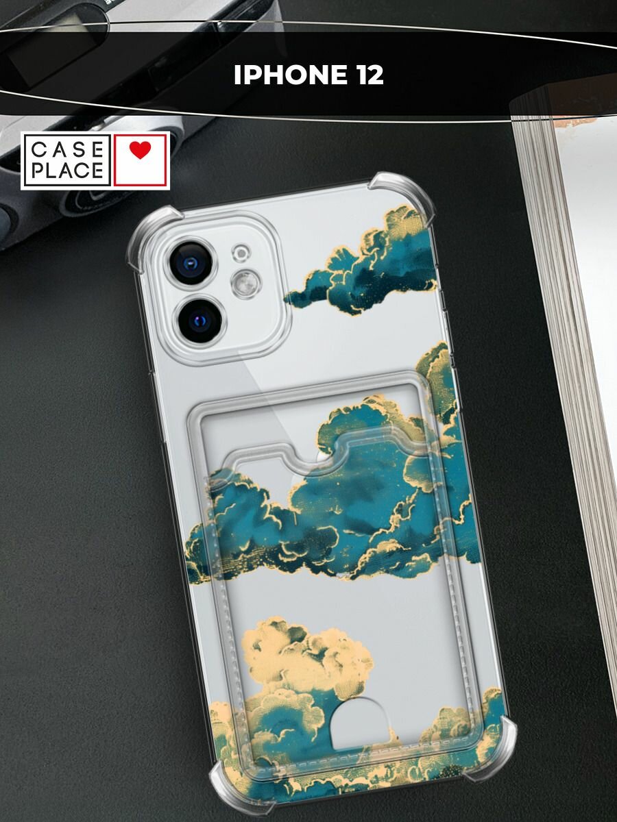 Чехол на Apple iPhone 12 (Айфон 12) с картой и принтом Звездное небо и облака