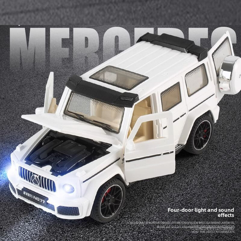 Игрушка автомобильная для детей ELFA car model с светом и музыкой, открывающимися дверьми, инерционная имитация делового автомобиля, белый цвет, модель 739