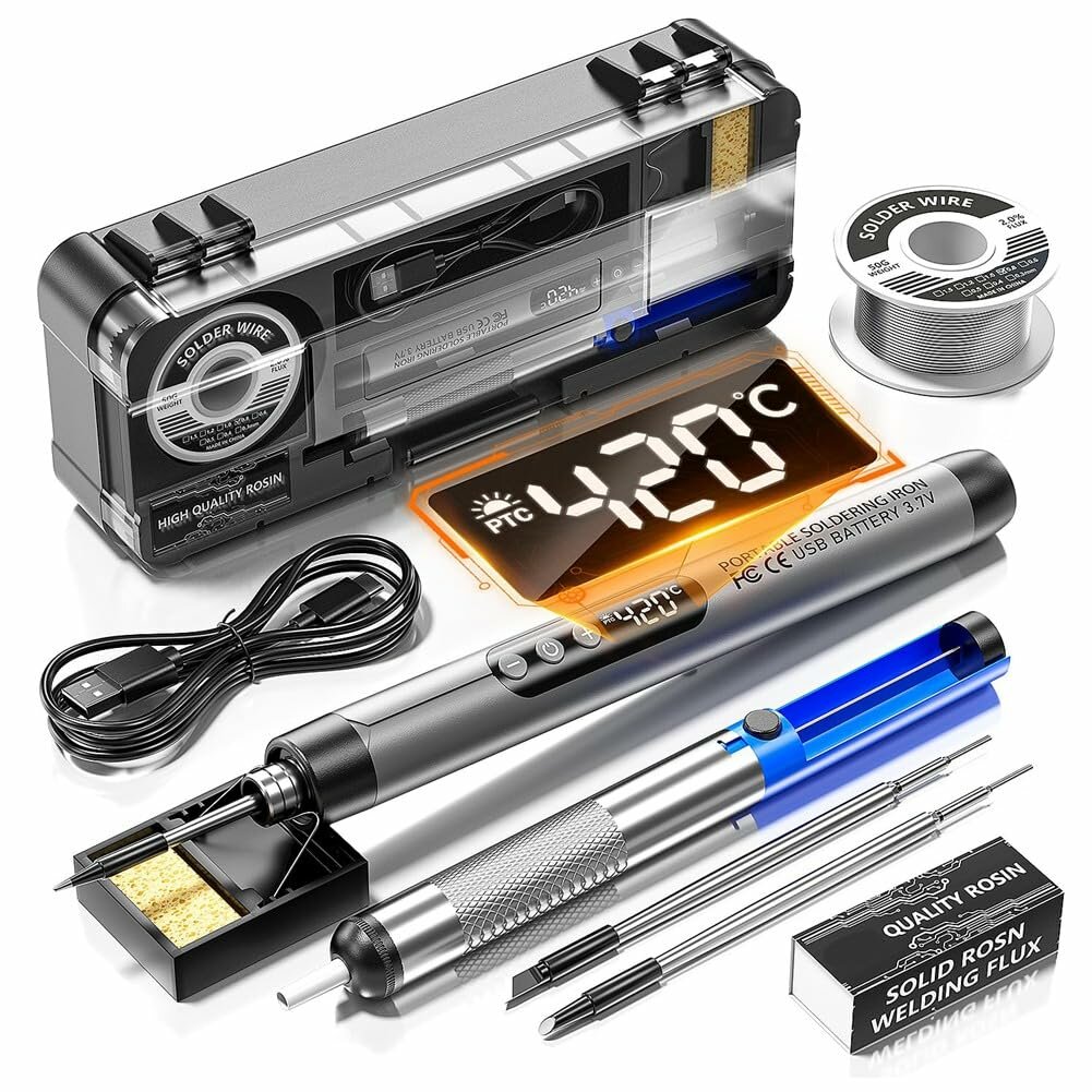 Паяльник USB: Регулируемая Температура 200-450°C Быстрый Нагрев - Цифровой Паяльник с Type-C и Подставкой for Ремонта Электроники и Хобби