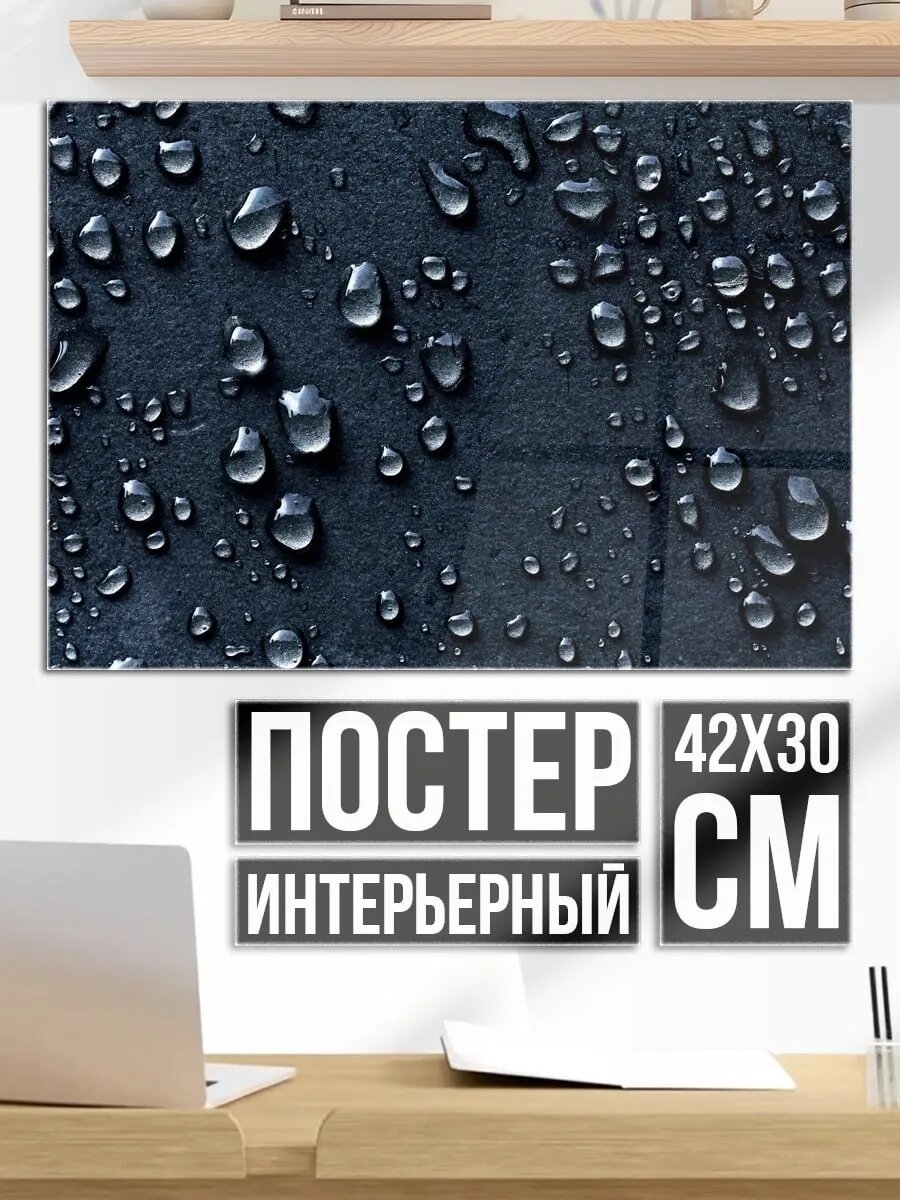 Плакат постер капли воды на поверхности
