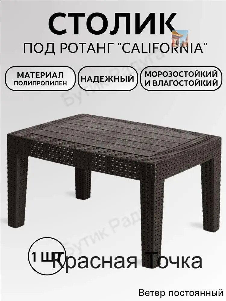 Садовый стол, Пластик, Искусственный ротанг (пластик) 50х70х38 см