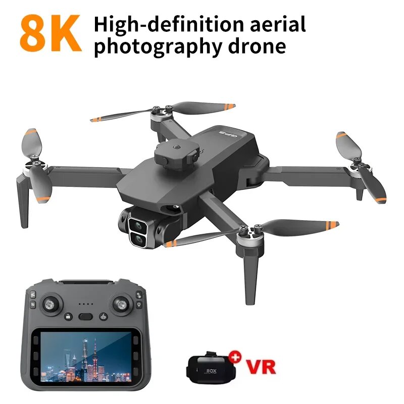 Дрон L106 8K HD с двойной камерой, 5G WIFI FPV, бесщеточный мотор, обход препятствий, пульт с экраном, четырехосный дрон, игрушки, подарки