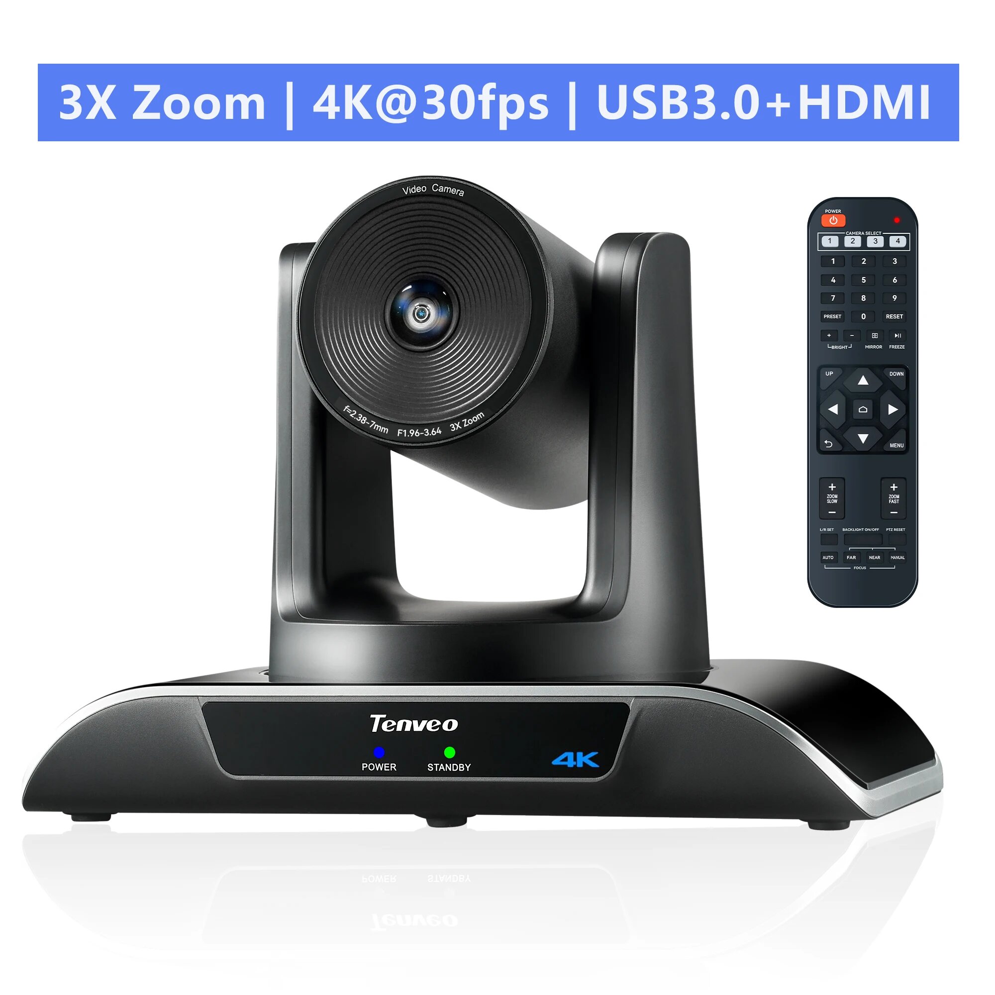 Камера для конференц-залов Tenveo PTZ с оптическим зумом 20x/12x/3x USB3.0/HDMI/широкоугольная 1080P 60FPS для видеоконференций бизнеса