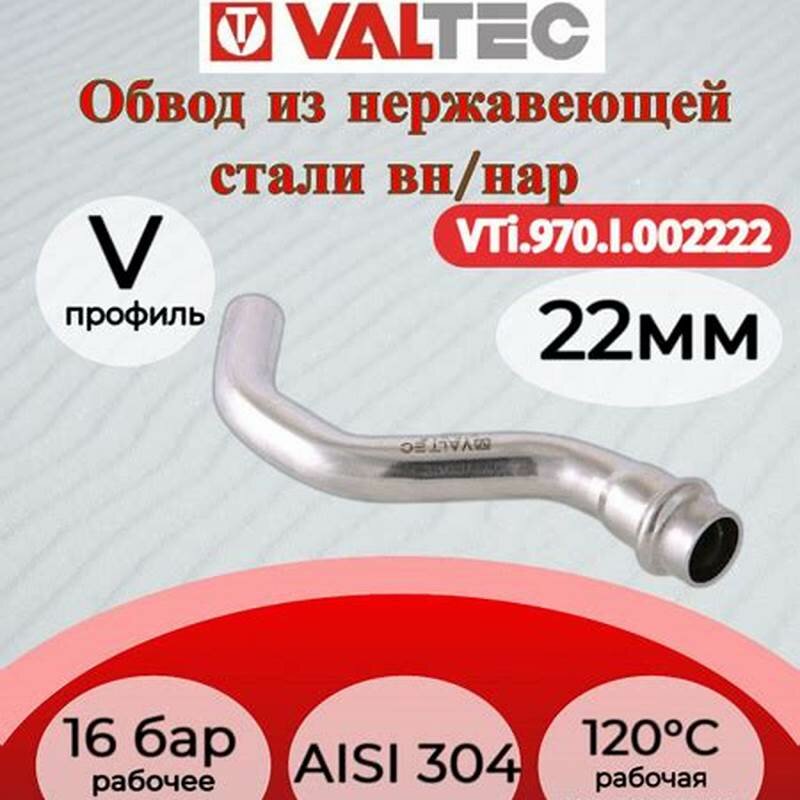 Обвод внутренний/наружный из нержавеющей стали, 22а × 22
